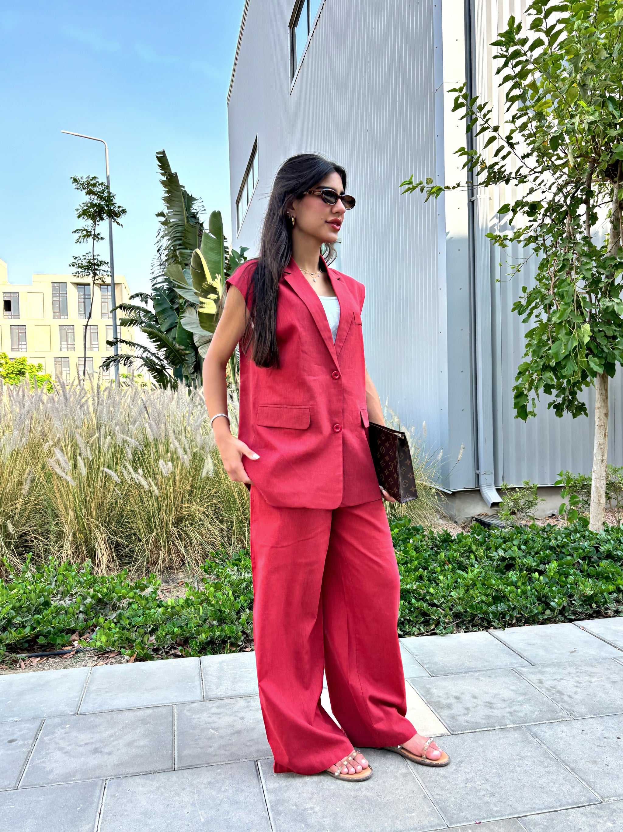 Reddish Brick | Oversized Linen VEST